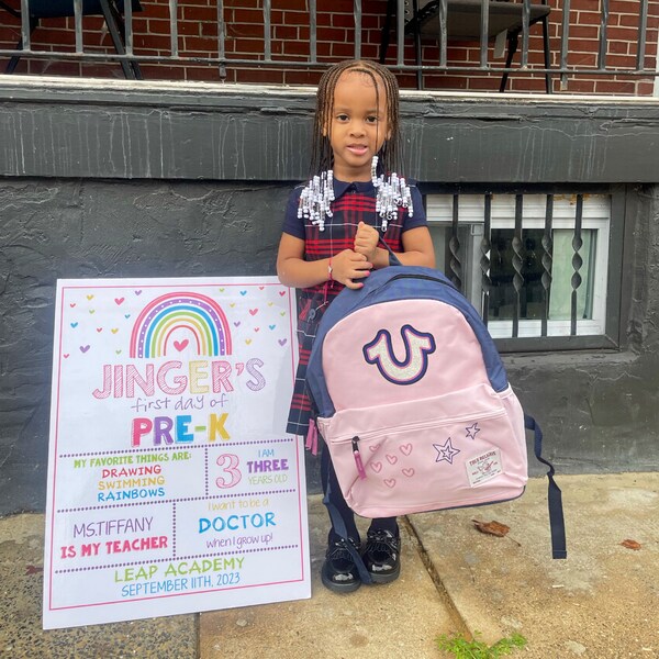 Editable First Day of Pre-k Sign, Rainbow First Day of School Sign ...