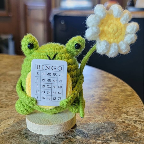 Handmade Crochet Positive Frog With Mushroom and Daisies-crochet ...