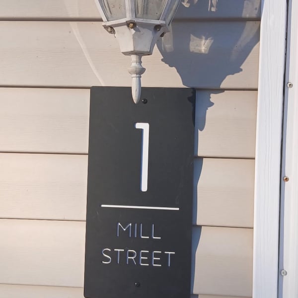 Vertical House Number Sign, Custom Address Sign, Modern Black Door ...