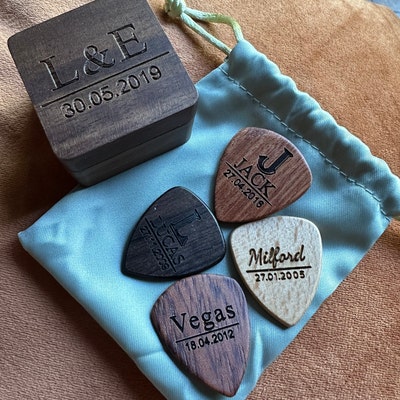 Custom Wooden Guitar Picks Box,personalized Guitar Pick Holder Storage ...
