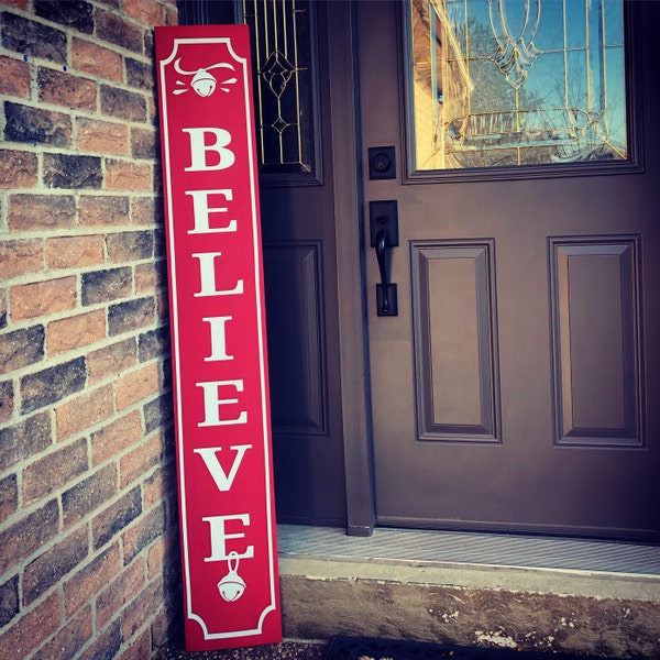 Believe Vertical Tall Sign SVG Cut File for Rustic Christmas Home Decor ...