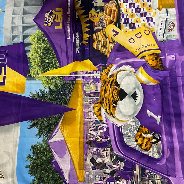 New Large NCAA LSU TIGERS Tailgate Colligate 100% Cotton Panel Sec for ...