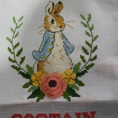 Beatrix Potter Birth Sampler Cross Stitch Pattern Peter Rabbit Wreath ...