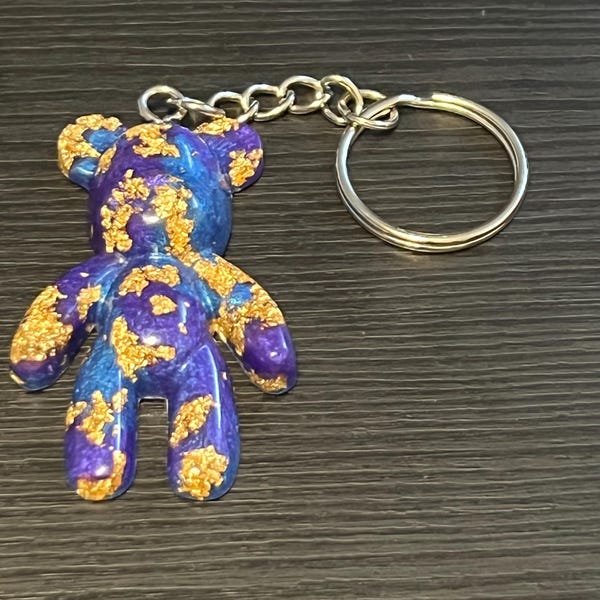 CUSTOM Teddy Bear Keychain, Personalized Keychain, Epoxy Resin, Resin ...