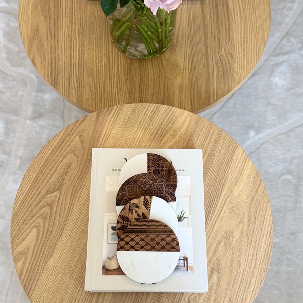 Tatreez and Kuffiyeh Design Marble and Wood Coasters - Palestinian ...