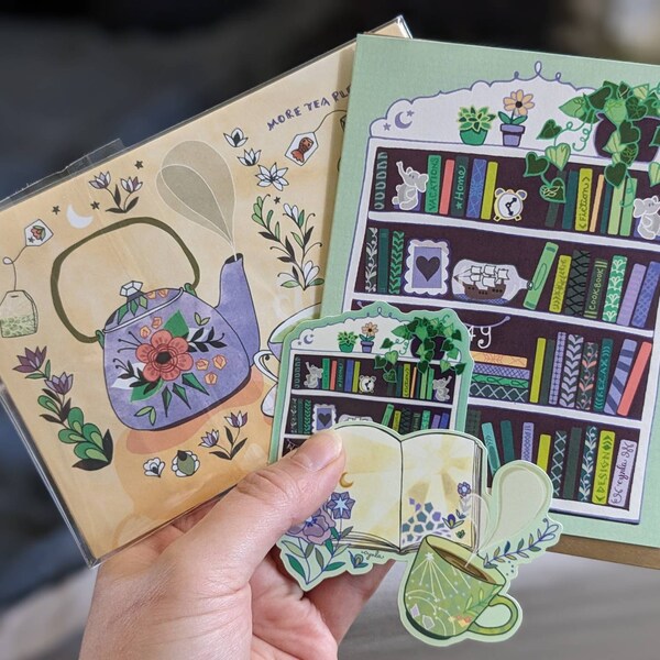 Bookcase Greeting Card - Book Greeting Cards Library Cards Cynla Paper ...