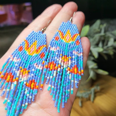 Raven Bead Earrings Pattern Pdfbrick Stitch Seed Bead Digital - Etsy