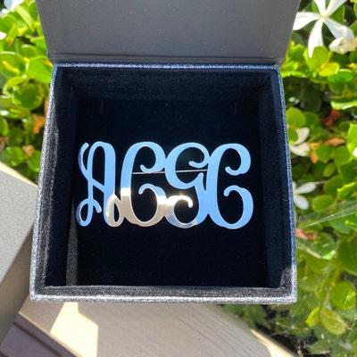 3 Initials Monogram Brooch 1 3 Inch Any Initial Silver Monogram Brooch ...