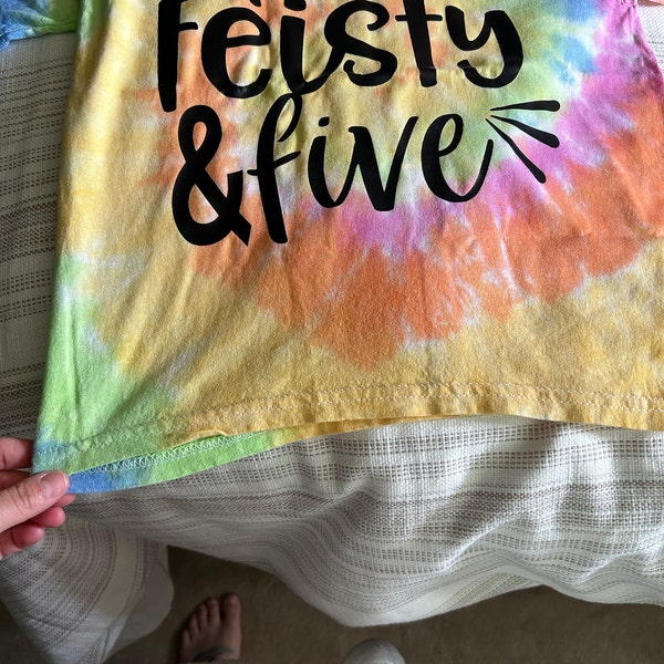 9 is Fine Shirt With Heart Accents Girl's Birthday Tie Dye Solid Color ...