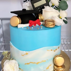 Graduation Fondant Cake Toppers, Graduation Cap, Congratulations Plaque ...