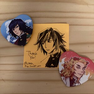 Demon Anime Heart Shaped Buttons - Etsy