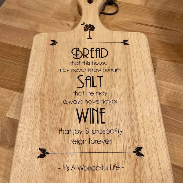 It's a Wonderful Life Bread Board, Bread Salt Wine, Housewarming Gift ...