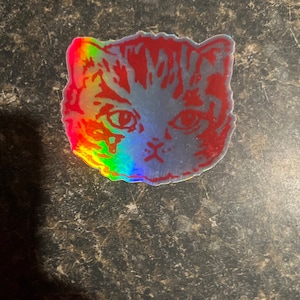 HOLOGRAPHIC Cute Kitty Cat Stickers Premium Die Cut Vinyl 2.5 X 3 ...