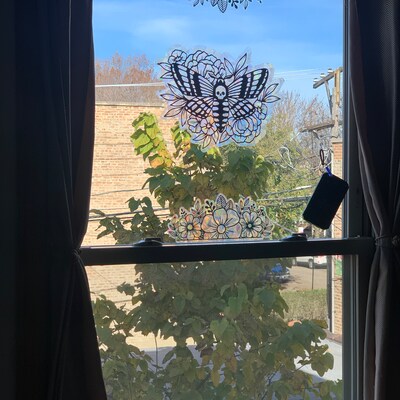 Floral Border Suncatcher Window Decal, Sticker, Rainbows, Bouquet ...