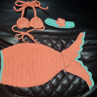 Crochet Seashell Mermaid Top Shell Bikini Costumepeach/mango - Etsy
