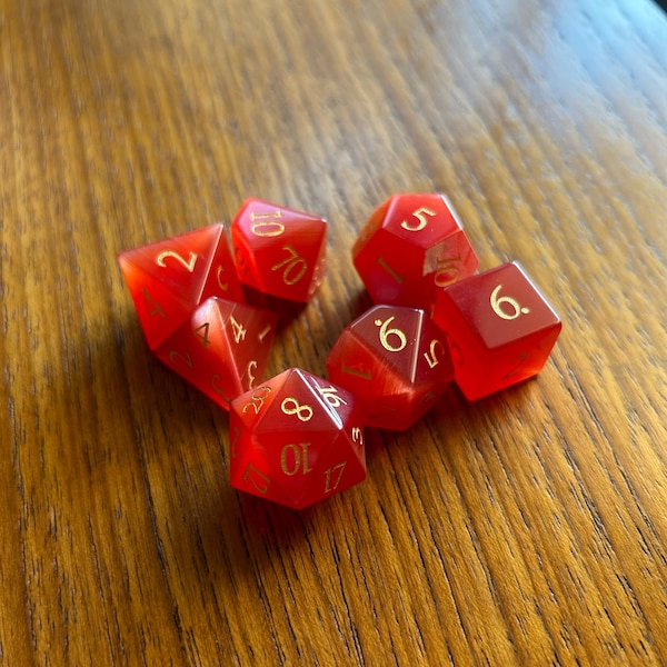 Viking Natural Tiger Eye Stone Dnd Dice Set |gemstone Dice Set ...