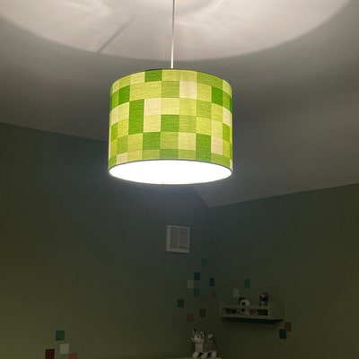 Minecraft Lampshade Boys Birthday Gift Light Shade Green Pixelated ...