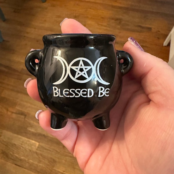 Mini Cauldron Burner Black Ceramic Cauldron Altar Burner Incense Holder ...