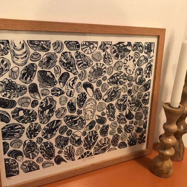 Poppy - Original Limited Edition Lino Print, Linocut Print, Hand Printed, Black Ink Print ...