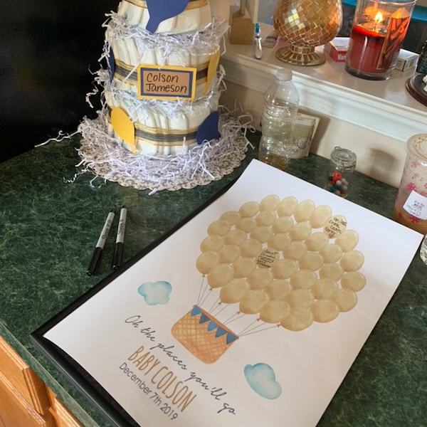 Hot Air Balloon Signature Guestbook, Baby Shower Guestbook, Birthday ...