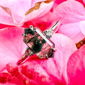 Unique Engagement Ring Set, Sunset Ring Set, Sunstone, Sapphire ...