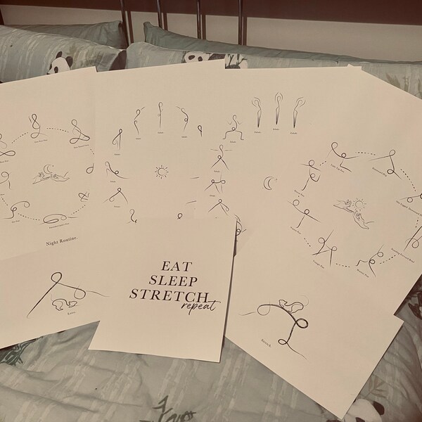 Pilates Pose Poster, Continuous One Line Art Print, Black Single Line ...