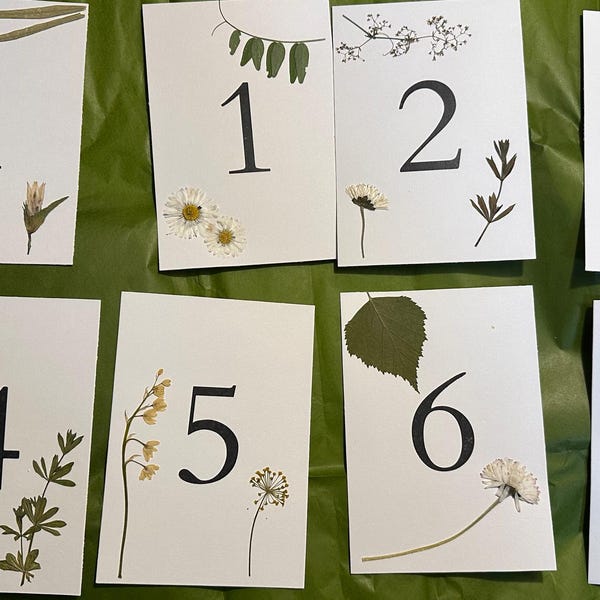 Handmade Pressed Flower Table Number Cards: Botanical Wedding Decor - Etsy