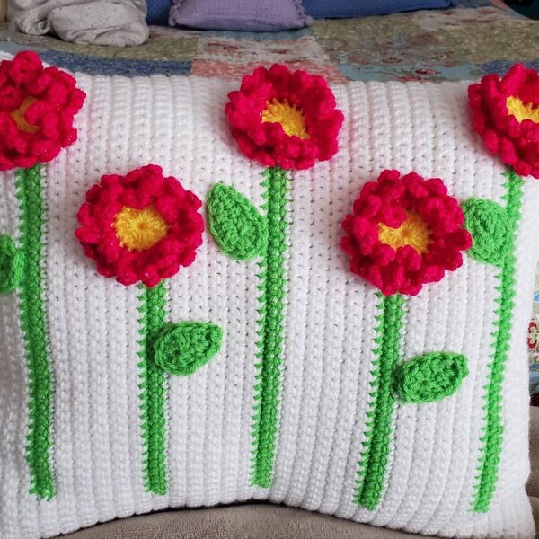 Crochet Pattern Daisy Pillow Crochet Pillow Crochet DIY Decor Farmhouse ...