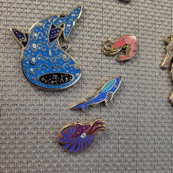Spooky Sea Creature Enamel Pins, Glow in the Dark Pins - Etsy