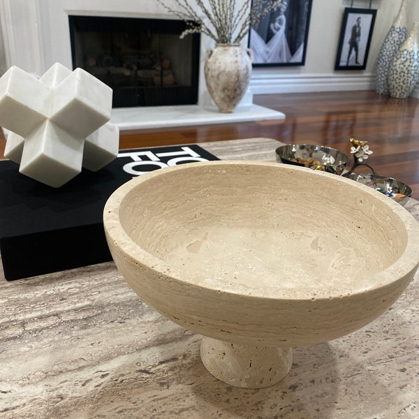 Extra-large Travertine Hand-made Bowl I Centerpiece Pot I Stone ...