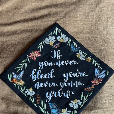 Embroidered Tulip Graduation Cap Topper Graduation Cap - Etsy