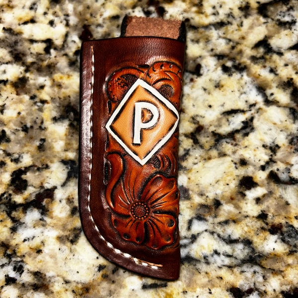 Custom Leather Pancake Knife Sheath/ Knife Sheath/ Case Trapper Sheath ...