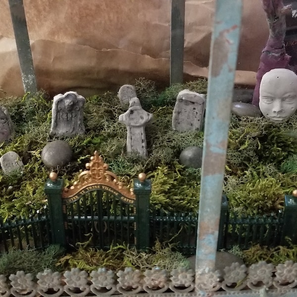 Tiny Mini Cemetery Headstone Tombstone Concrete Potted Plant Terrarium ...