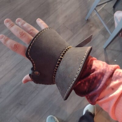 Demi Gauntlets Black Leather Hard Bridal Hand Guard Armor - Etsy