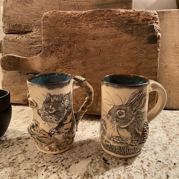Handbuilt Ceramic Wren Art Vase, Hand Drawn Pottery, Unique Sculpted ...
