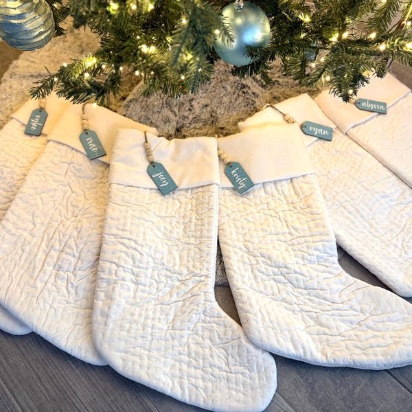 Personalized Beach Theme Stocking Name Tags // Coastal Christmas ...