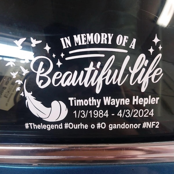 Personalized Car Memorial Car Decal, Custom Name Vinyl Decal, in Loving ...