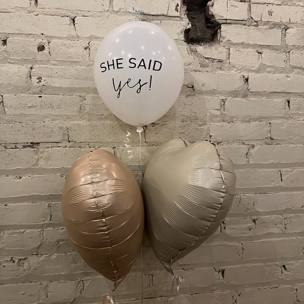 White Enagagement Balloon Decorations, She Said Yes Balloons ...
