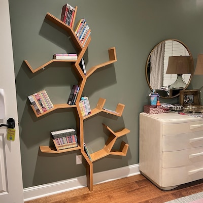 Tree Bookshelf Handmade Wooden Unique Book Case White - Etsy