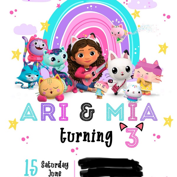 Editable Gabbys Dollhouse Birthday Invitation Template, Printable ...