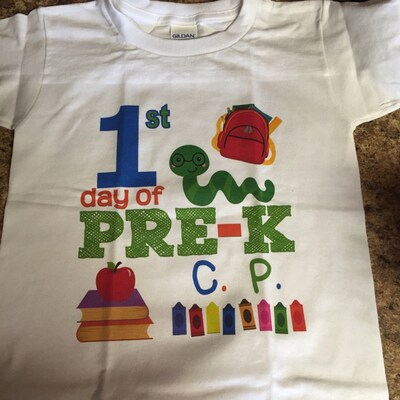 Personalized 1st First Day of Pre-k Preschool Back to School Shirt T ...