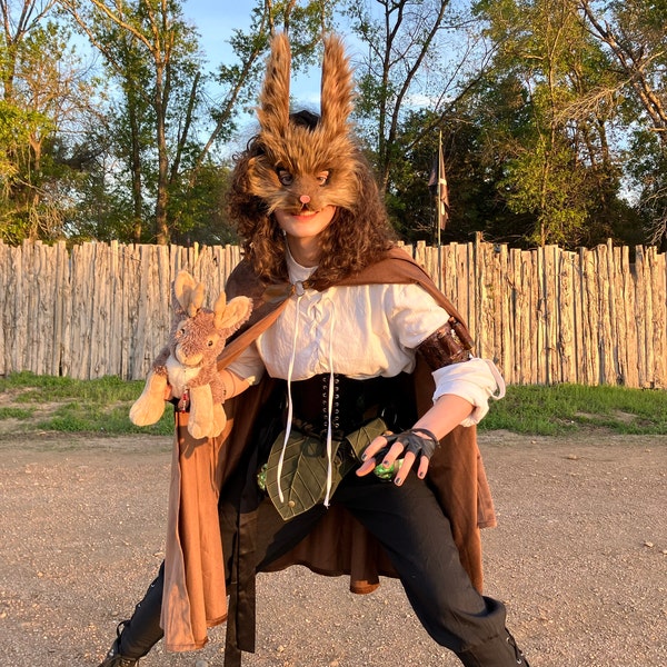Brown Rabbit Mask, Handmade - Etsy