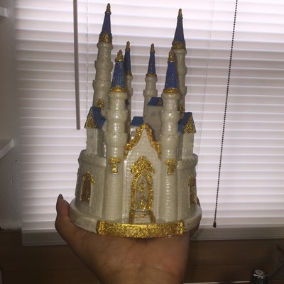 Princess Cake Topper, Princess Birthday Party, Blue Silver Castle Cake ...