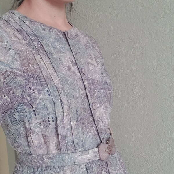 Elegant Vintage Japanese Small Floral Pattern Blue Party Dress ...