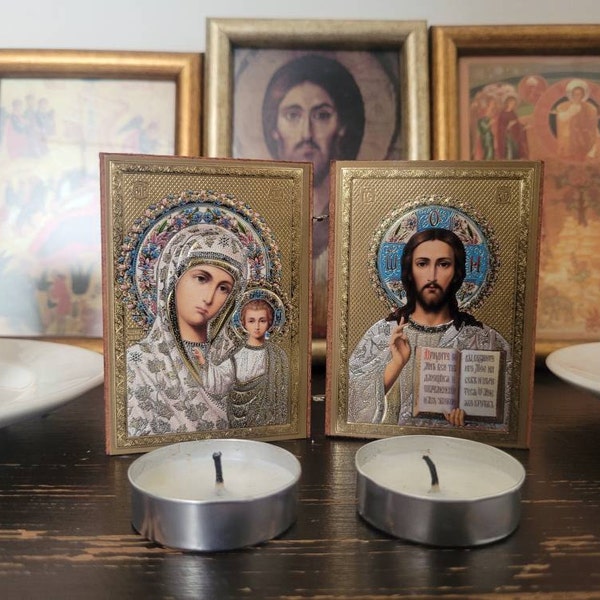 Icon Laminated Orthodox Icons Mother of God Lord Jesus Christ Saint ...