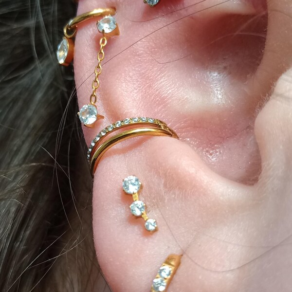 Titanium Vertical Dangle Hidden Helix Piercing, Threaded Flat Back Stud ...