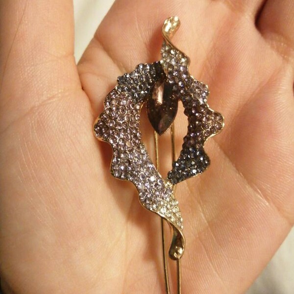 Golden Amethyst Hair Pin, 20's Hair Pin, Purple Hair Pin , Edwardian ...