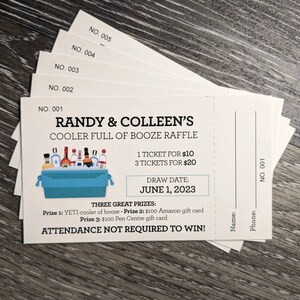 Cooler of Booze Raffle Tickets Cooler Raffle Bucket of Booze Raffle ...