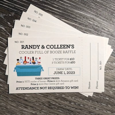 Cooler of Booze Raffle Tickets Cooler Raffle Bucket of Booze Raffle ...