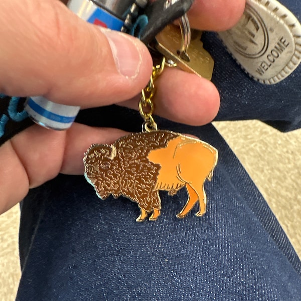 Bison Enamel Keychain, Buffalo Keychain, Explore Keychain, Single Hard ...